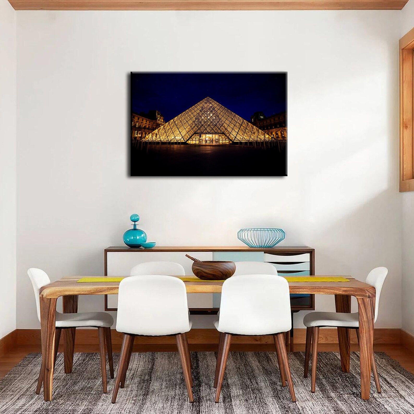 Louvre Museum Wall Art Louvre Pyramid at Night Canvas Prints Pictures ...