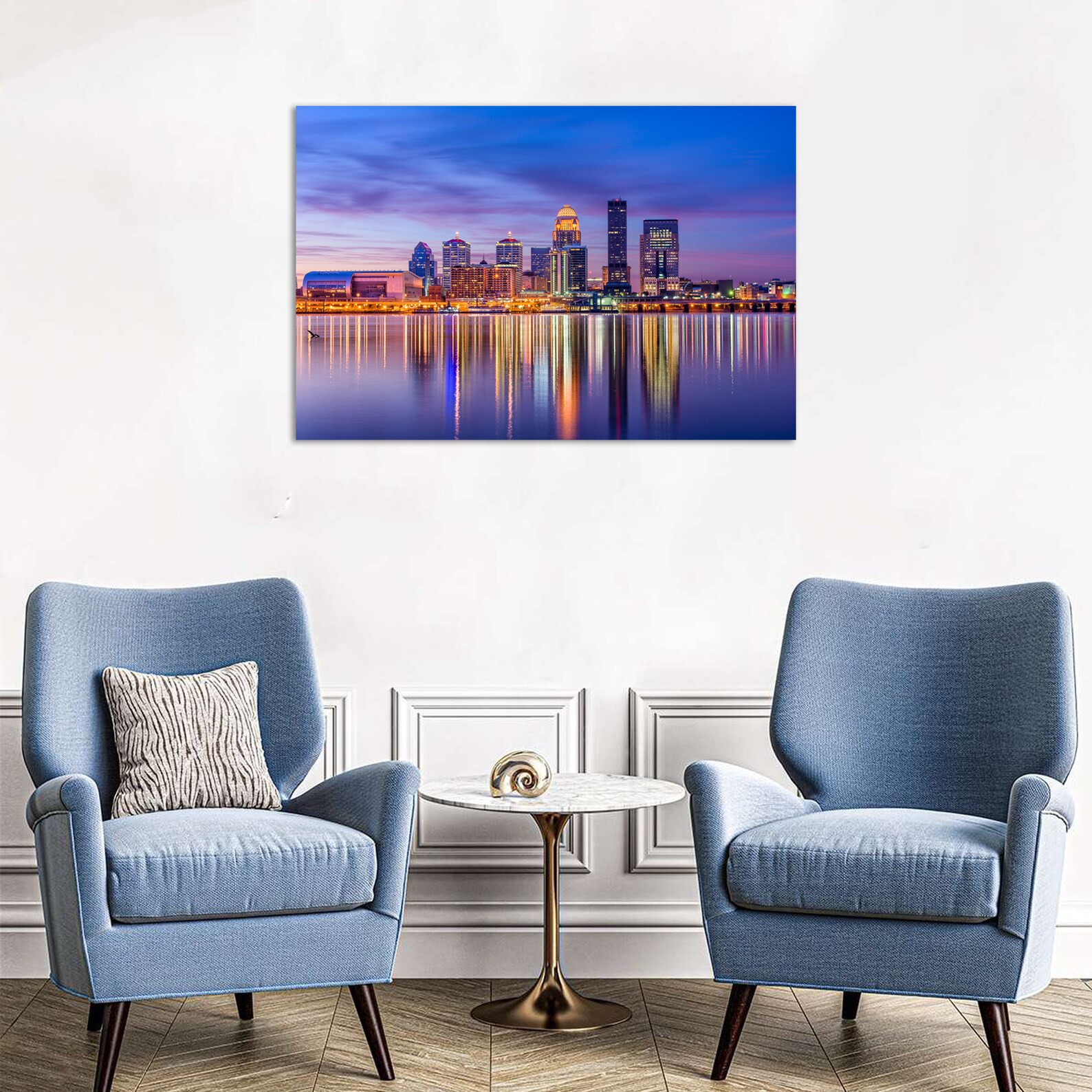 Louisville City Skyline Wall Art, Kentucky Cityscape Wall Decor Night ...