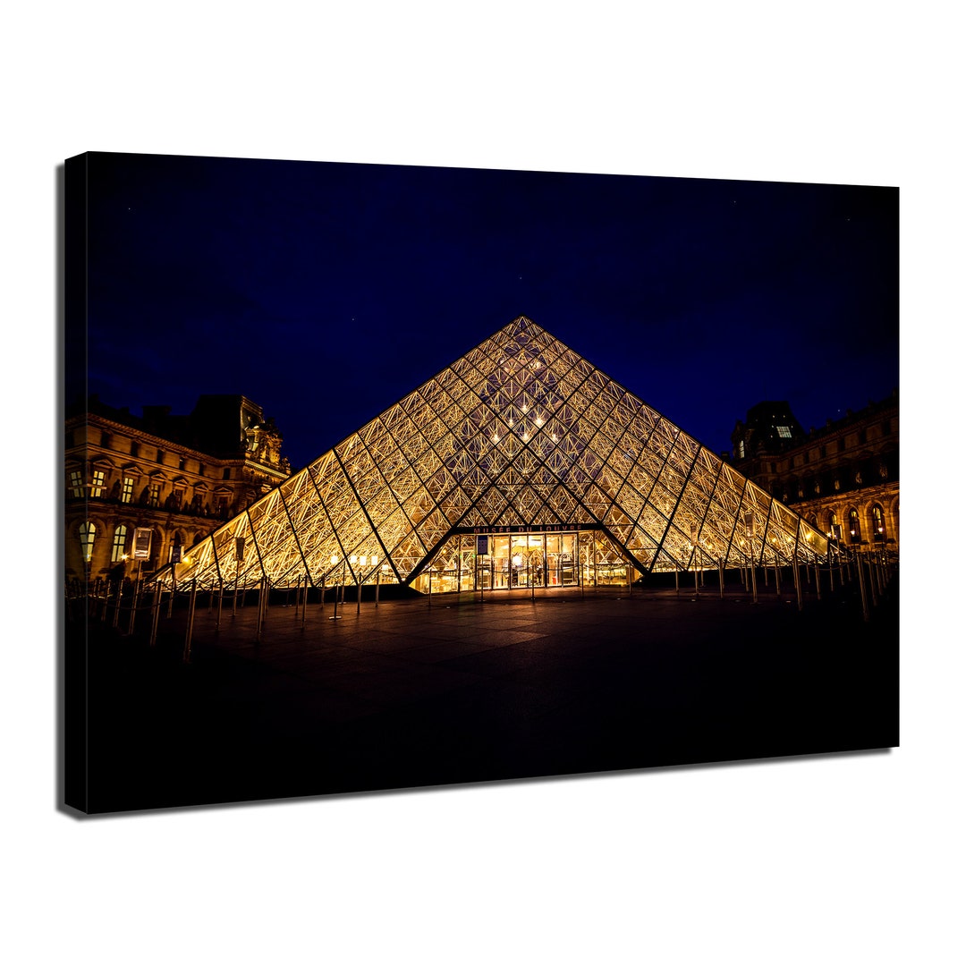 Louvre Museum Wall Art Louvre Pyramid at Night Canvas Prints Pictures ...