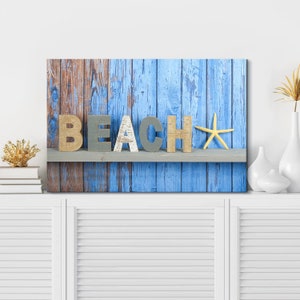 Beach Signs Canvas Wall Art Nautical Beach Theme Wall Decor Navy Blue ...