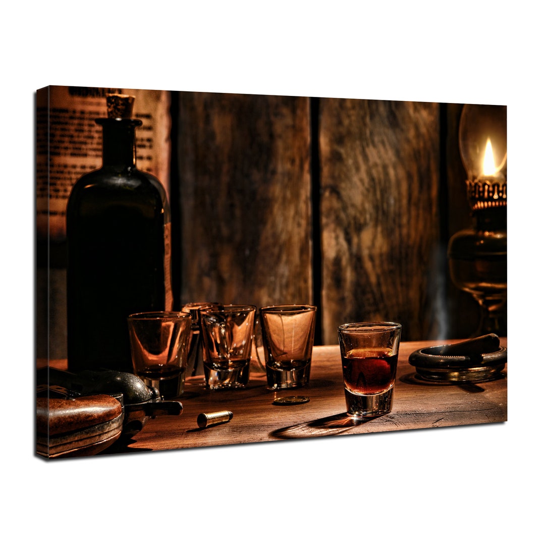 Whiskey Canvas Wall Art Wine Alcohol Drink Poster Smoking Cigar ...