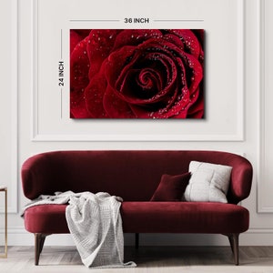 Large Rose Canvas Wall Art Red Rose Close up Wall Decor for Women ...