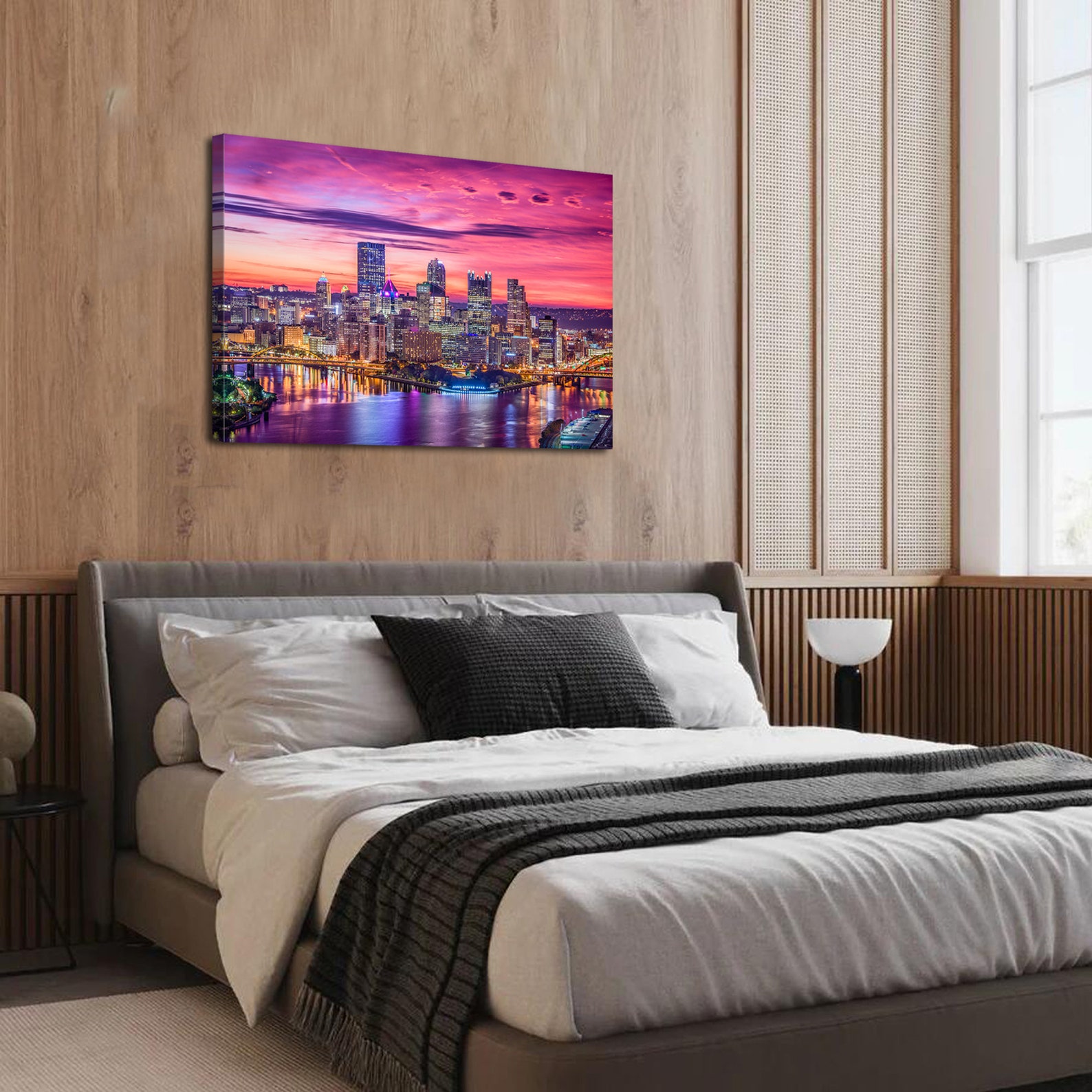 Pittsburgh Canvas Wall Art, Pittsburgh City Skyline Poster Pennsylvania ...