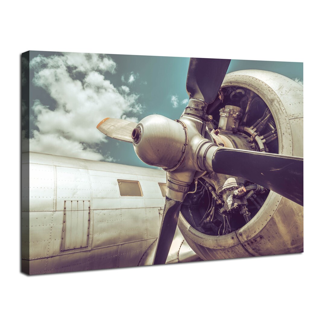 Vintage Airplane Propeller Canvas Wall Art Retro Aircraft Turbine ...