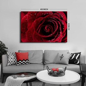 Large Rose Canvas Wall Art Red Rose Close up Wall Decor for Women ...