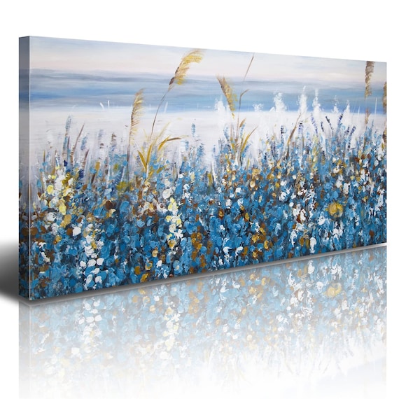Blue Flower Paintings On Canvas