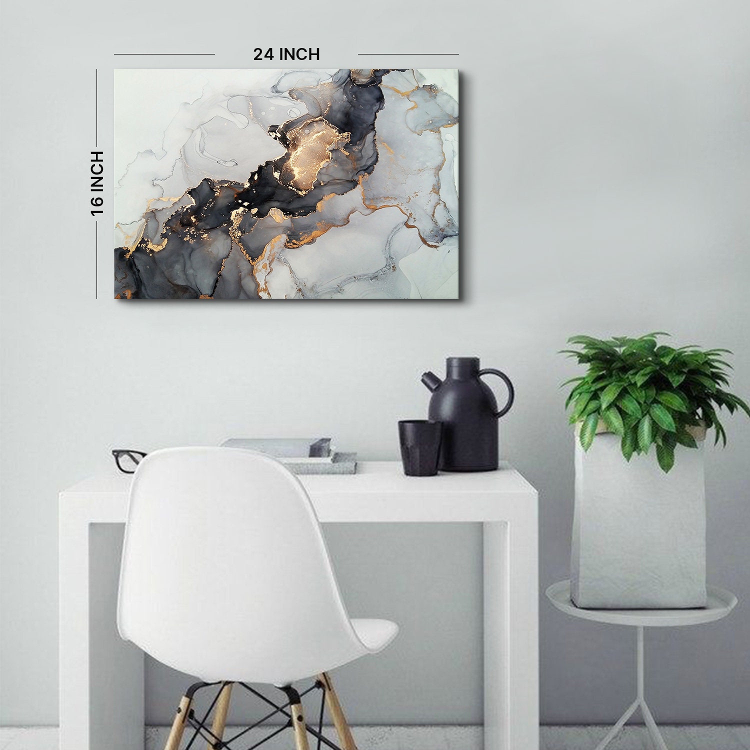 Black and Gold Marble Wall Art Abstract Fluid Gold Marble Wall - Etsy