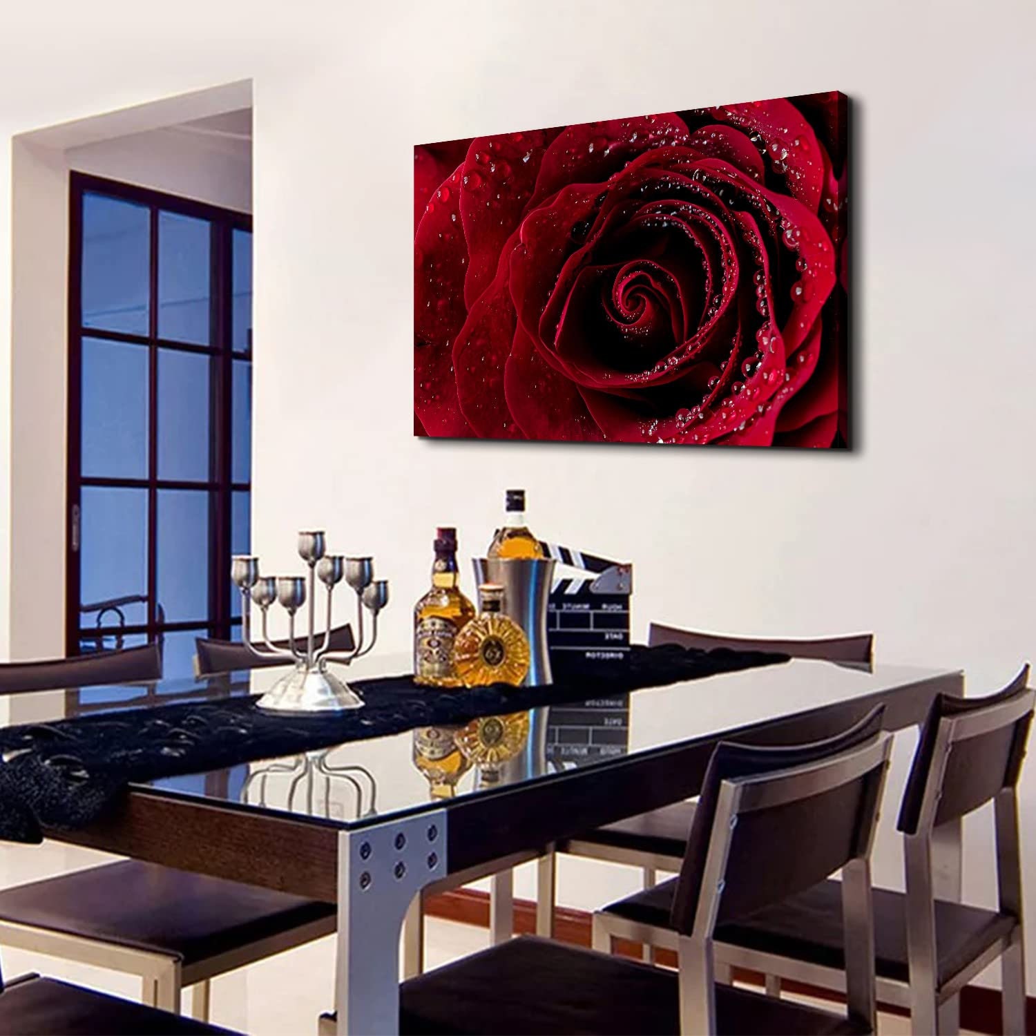Large Rose Canvas Wall Art Red Rose Close up Wall Decor for Women ...