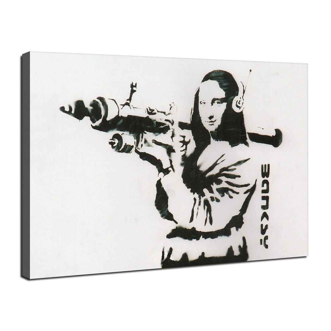 Banksy Street Art Canvas Mona Lisa With Bazooka Wall Art Street ...