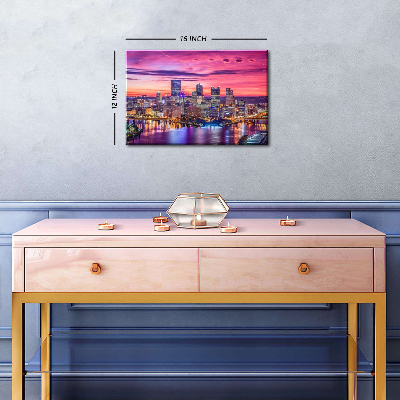 Pittsburgh Canvas Wall Art, Pittsburgh City Skyline Poster Pennsylvania ...