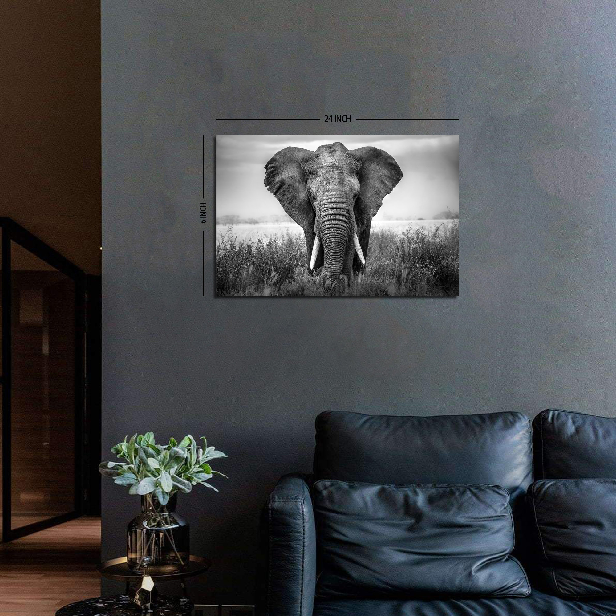 Elephant Canvas Wall Art Black and White African Elephant Prints ...