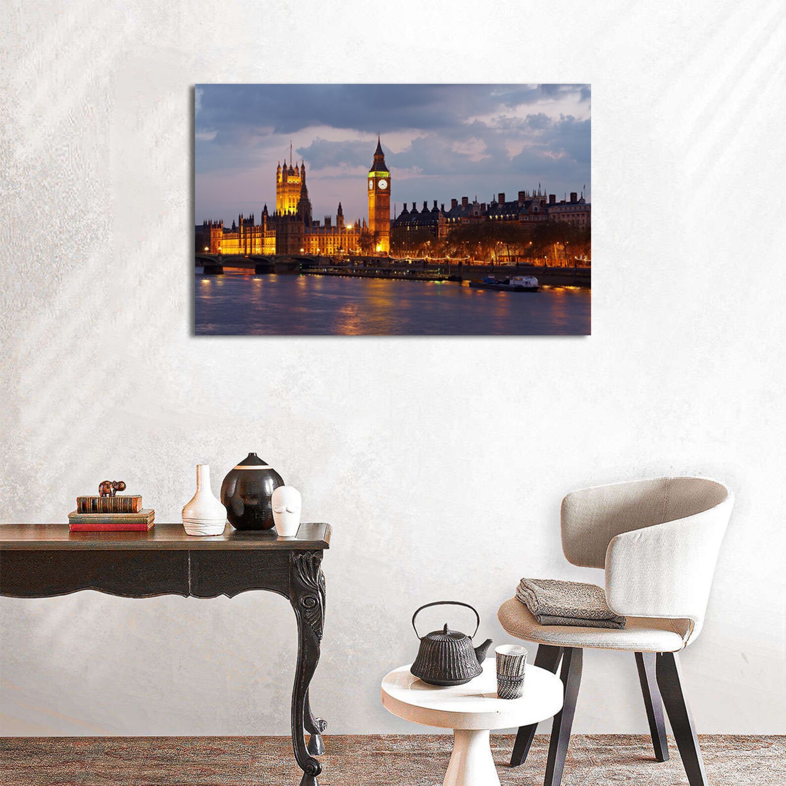 London Skyline Wall Art Big Ben Landscape Decor Modern England Night ...