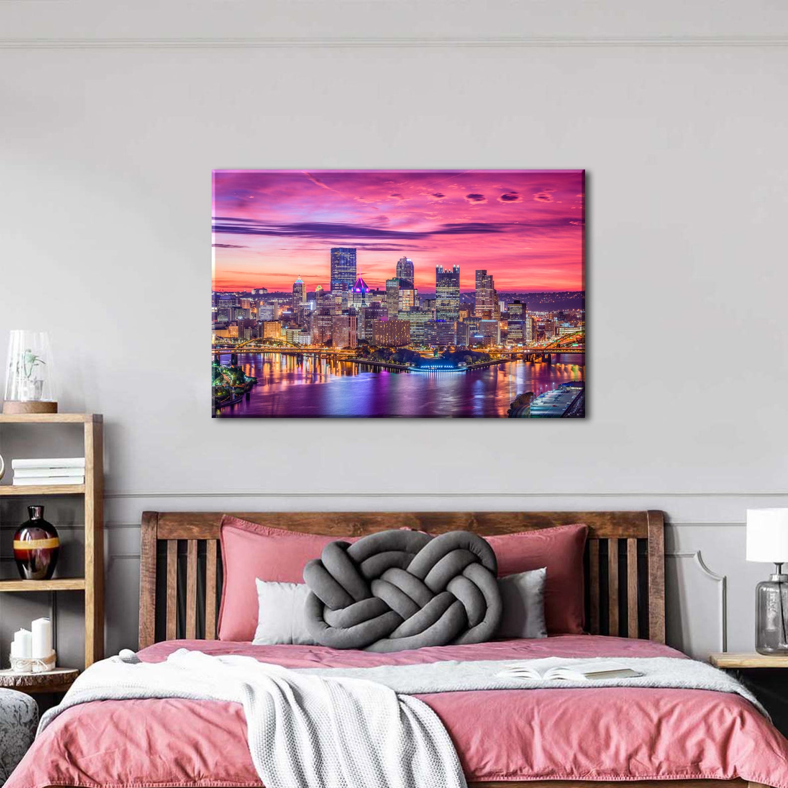Pittsburgh Canvas Wall Art, Pittsburgh City Skyline Poster Pennsylvania ...