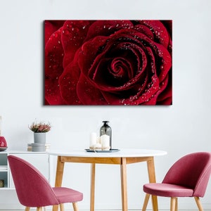 Large Rose Canvas Wall Art Red Rose Close up Wall Decor for Women ...