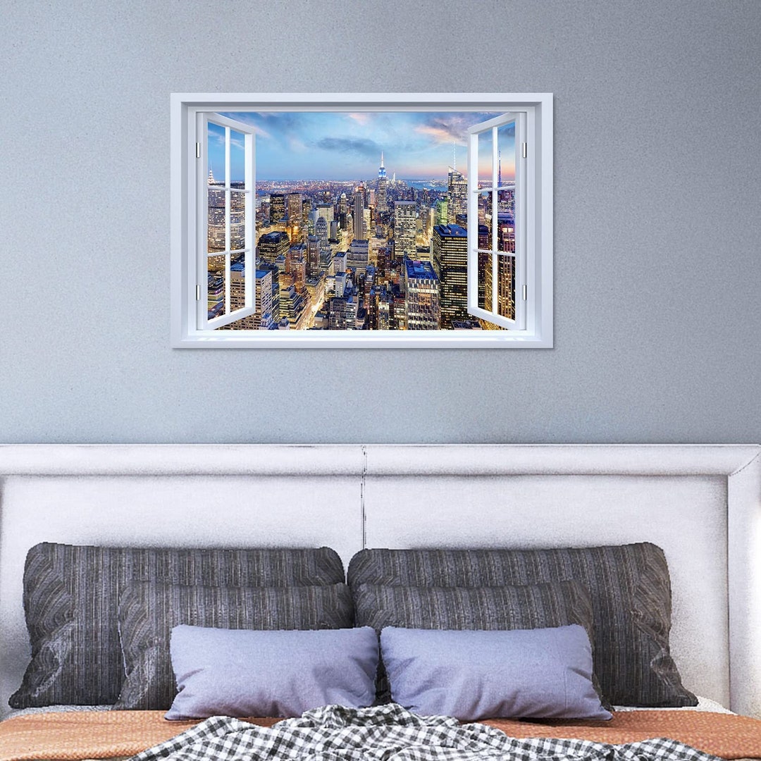 New York City Skyline Wall Art Realism Window View of New York City ...