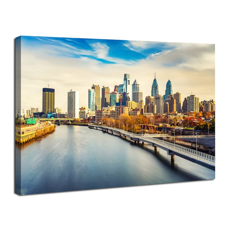 Philadelphia City Skyline Canvas Wall Art Pennsylvania Cityscape Wall ...