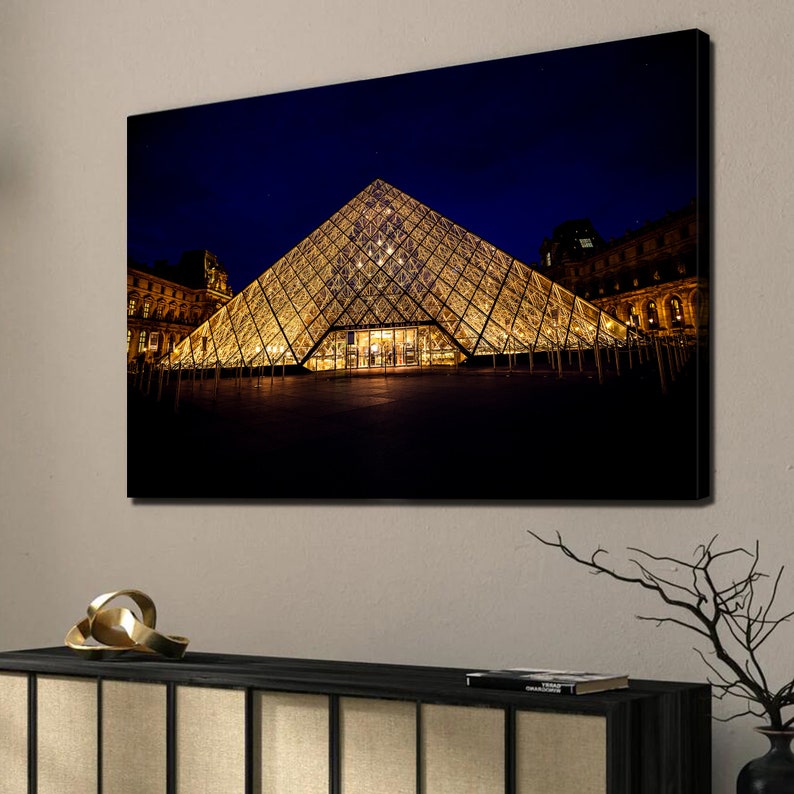 Louvre Museum Wall Art Louvre Pyramid at Night Canvas Prints Pictures ...