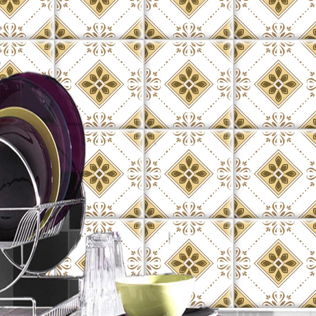 Backsplash Wall Tile Stickers for Kitchen Bathroom Floor Self-adhesive ...