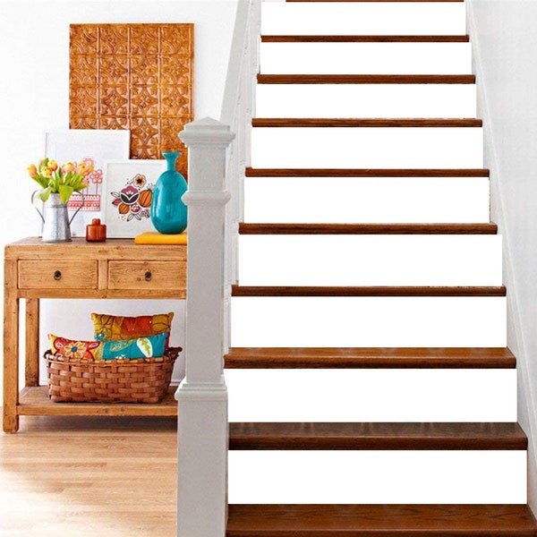 Solid White Stair Riser Decals Vinyl Strips Minimalist Modern Peel and ...