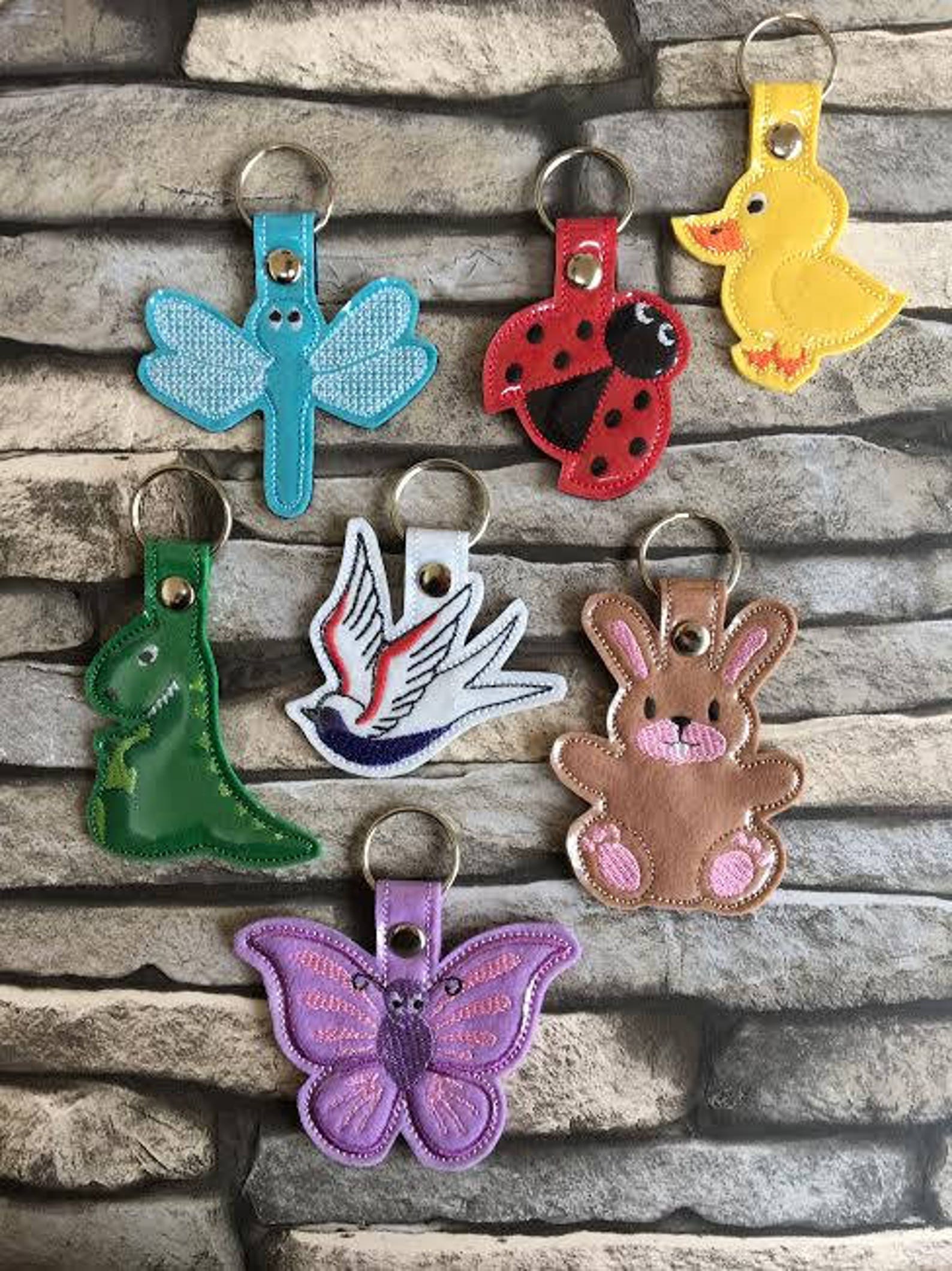 Set of 7 Key Fobs Machine Embroidery Designs ITH in the - Etsy UK