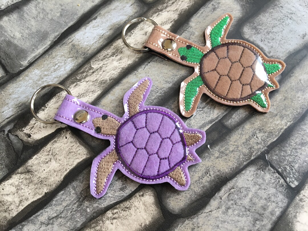 Turtle Key Fob, Machine Embroidery, ITH, in the Hooop, 4x4, Turtle, Key ...