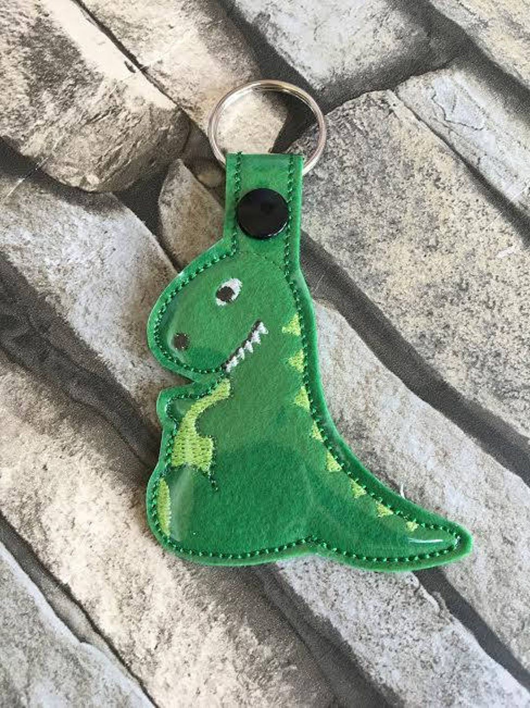 Dinosaur Key Fob, Machine Embrodiery Design, ITH, in the Hoop, Key Fob ...