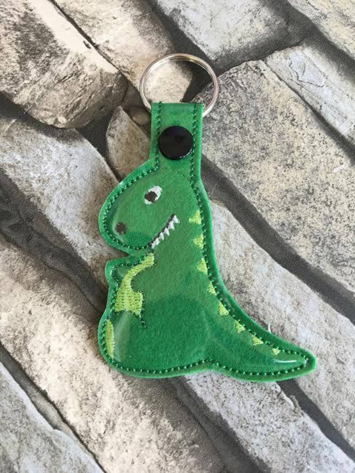 Dinosaur Key Fob, Machine Embrodiery Design, ITH, in the Hoop, Key Fob ...
