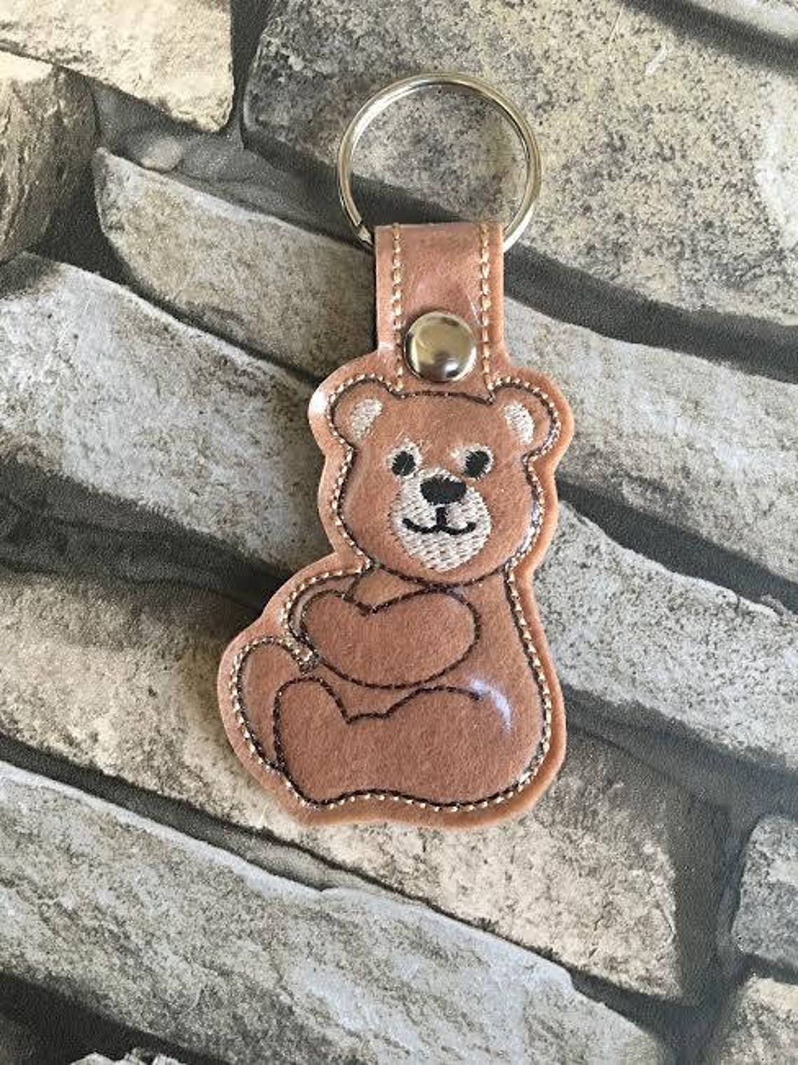 Bear Key Fob Machine Embroideryteddy Bear Fob Key Fob Fob - Etsy UK