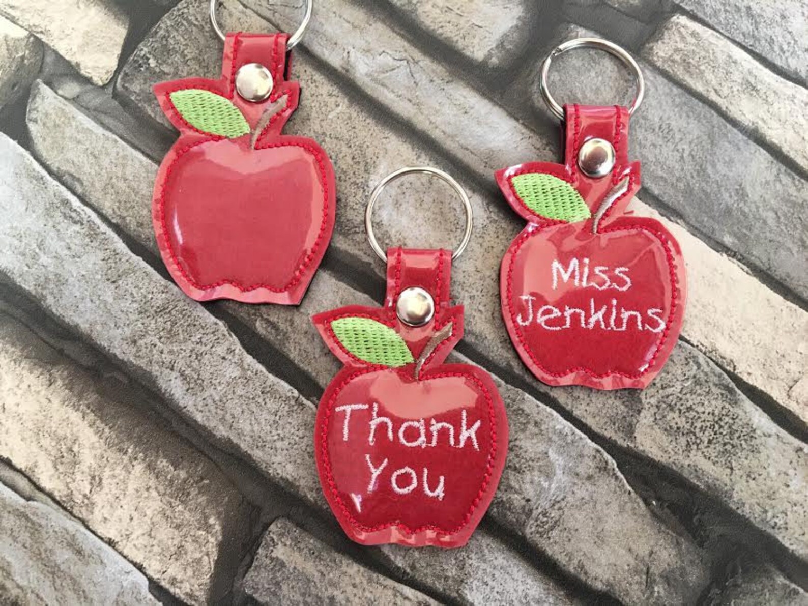 Apple Key Fob Machine Embroidery Design Teacher Gift. 4x4 - Etsy