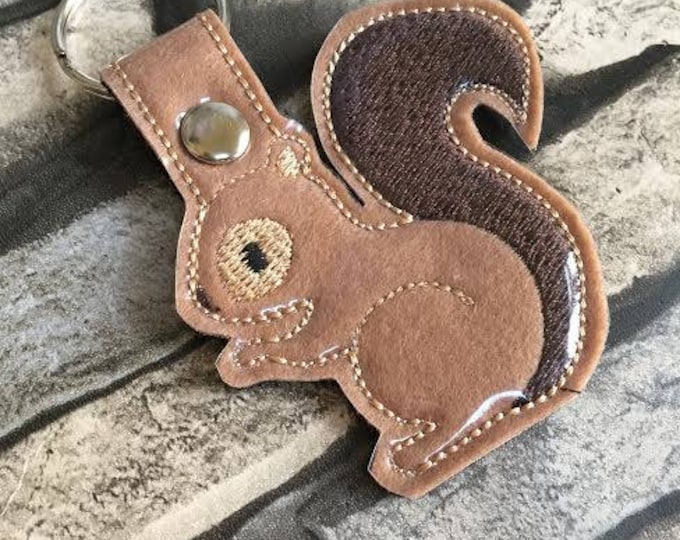 Squirrel Key Fob, Machine Embrodiery Design, ITH, in the Hoop, 4x4 ...