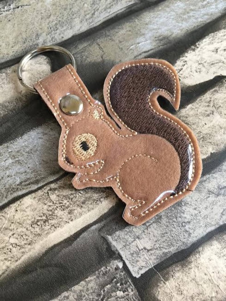 Squirrel Key Fob Machine Embrodiery Design ITH in the Hoop - Etsy