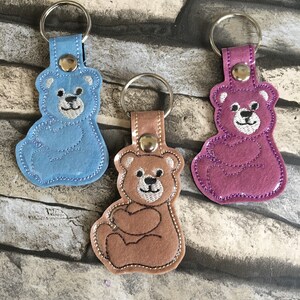Bear Key Fob, Machine Embroidery,teddy Bear Fob, Key Fob, Fob, Keyring ...