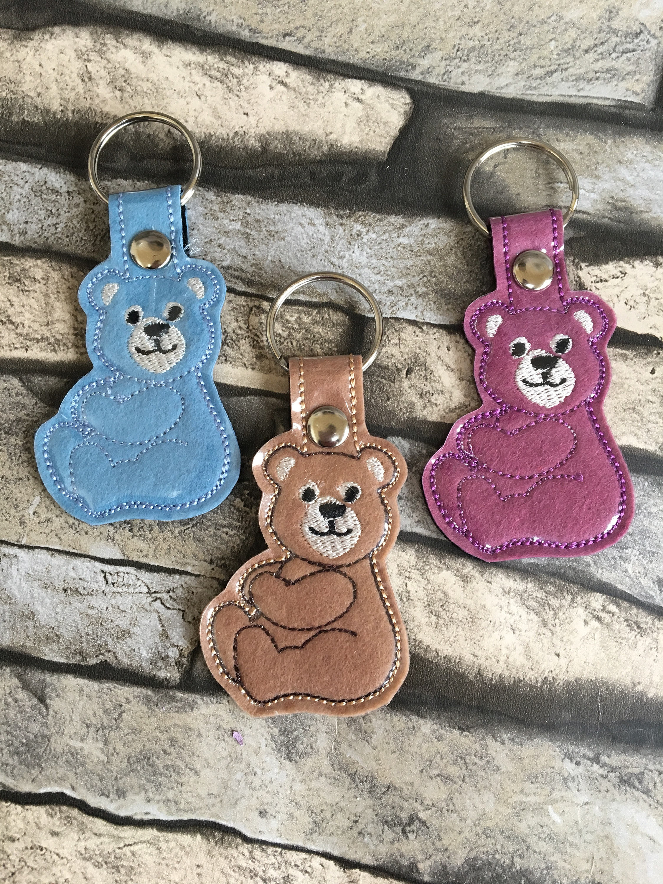 Bear Key Fob Machine Embroideryteddy Bear Fob Key Fob Fob - Etsy UK