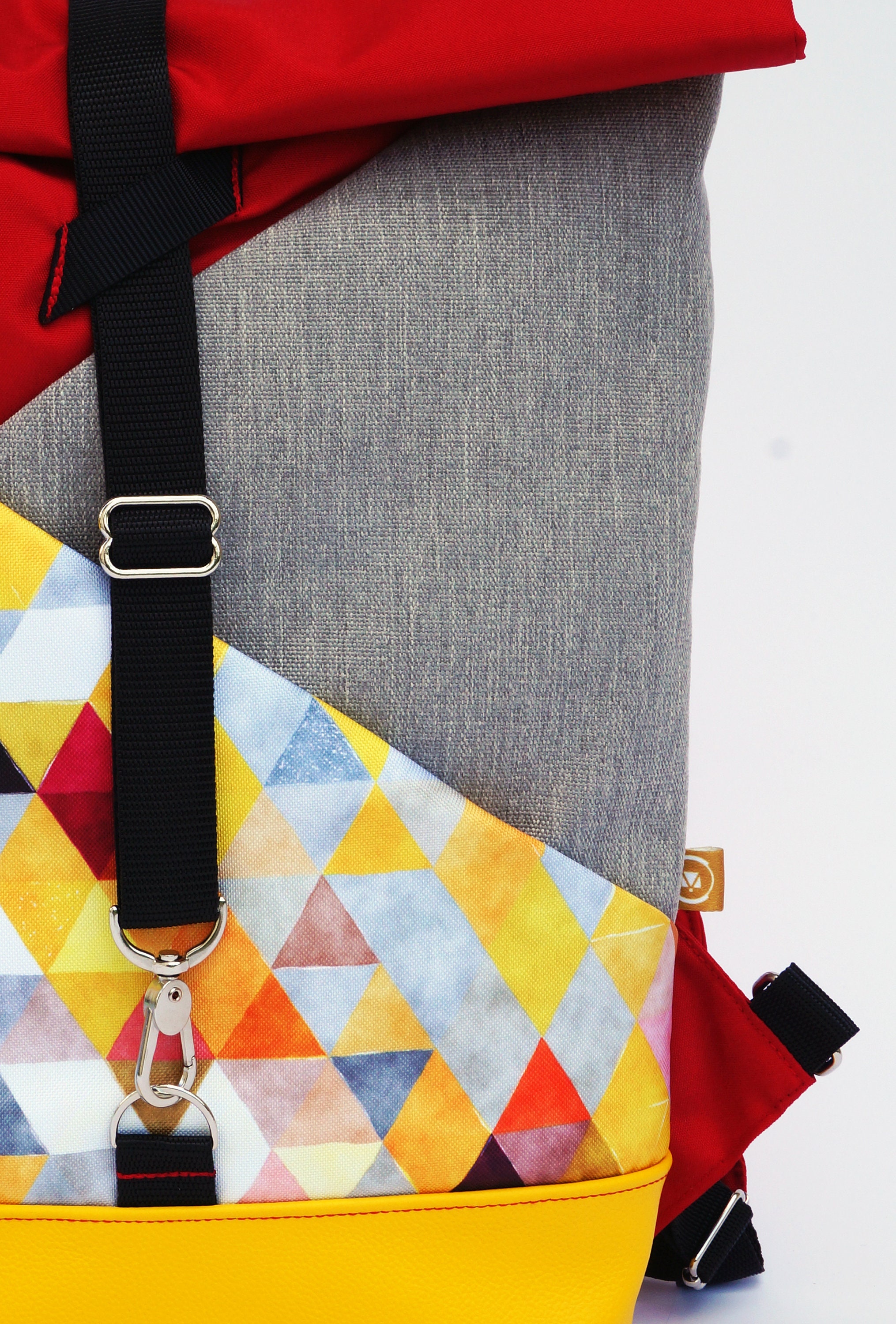 Red and Yellow, Laptop, Roll Top Backpack- Travel Backpack-natural ...