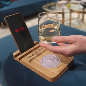 Sofa Coaster Tray and Phone Stand in Solid Oak - Etsy