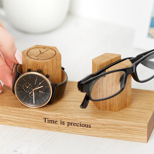 Solid Oak Personalised Eye Glasses Stand For Her Eyeglass Etsy