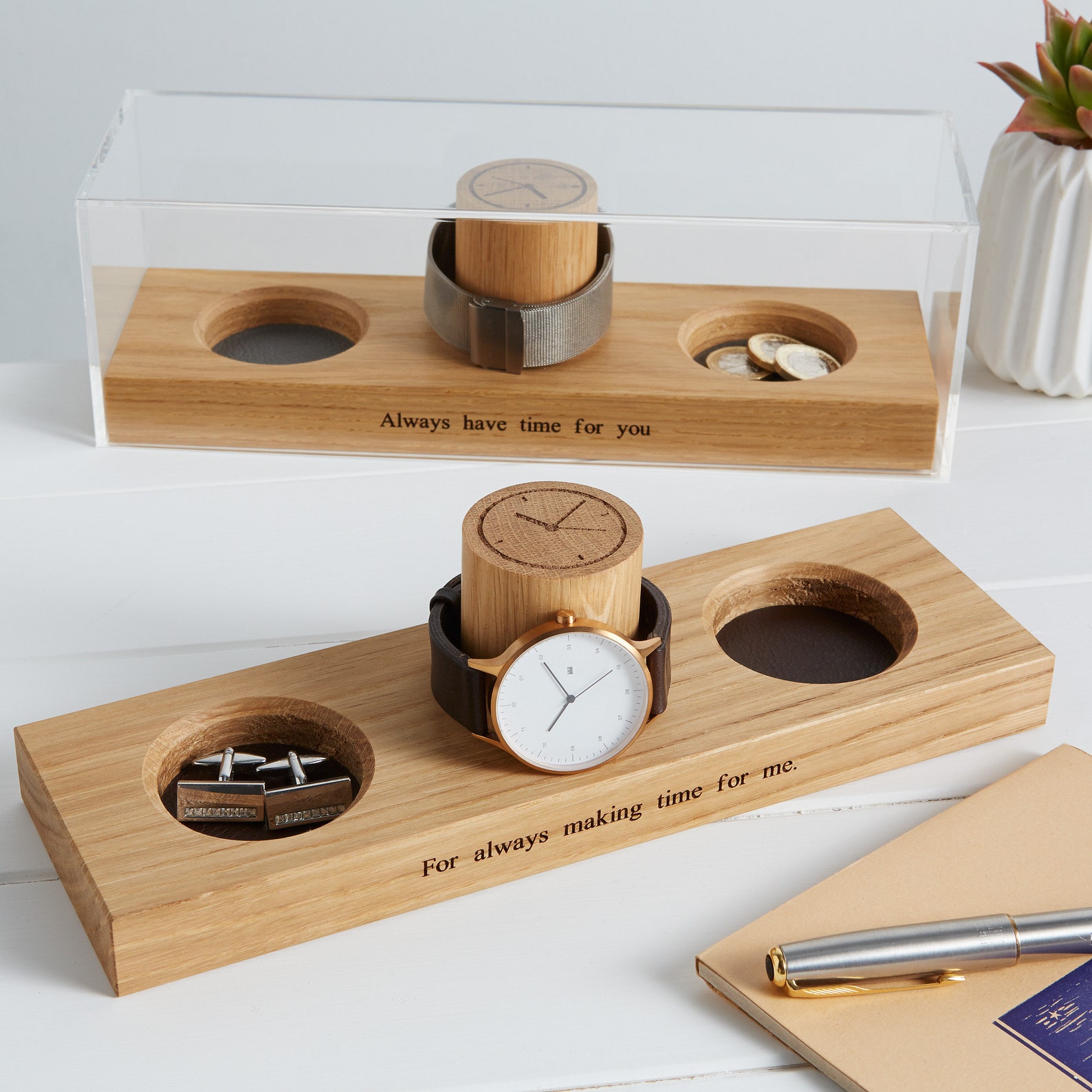 Watch Stand and Two Cufflink Trays / Ring Tray / Personalised - Etsy UK