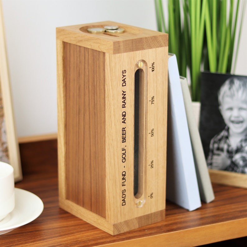 Personalised Solid Oak Money Box: Wedding Fund Piggy Bank - Etsy UK