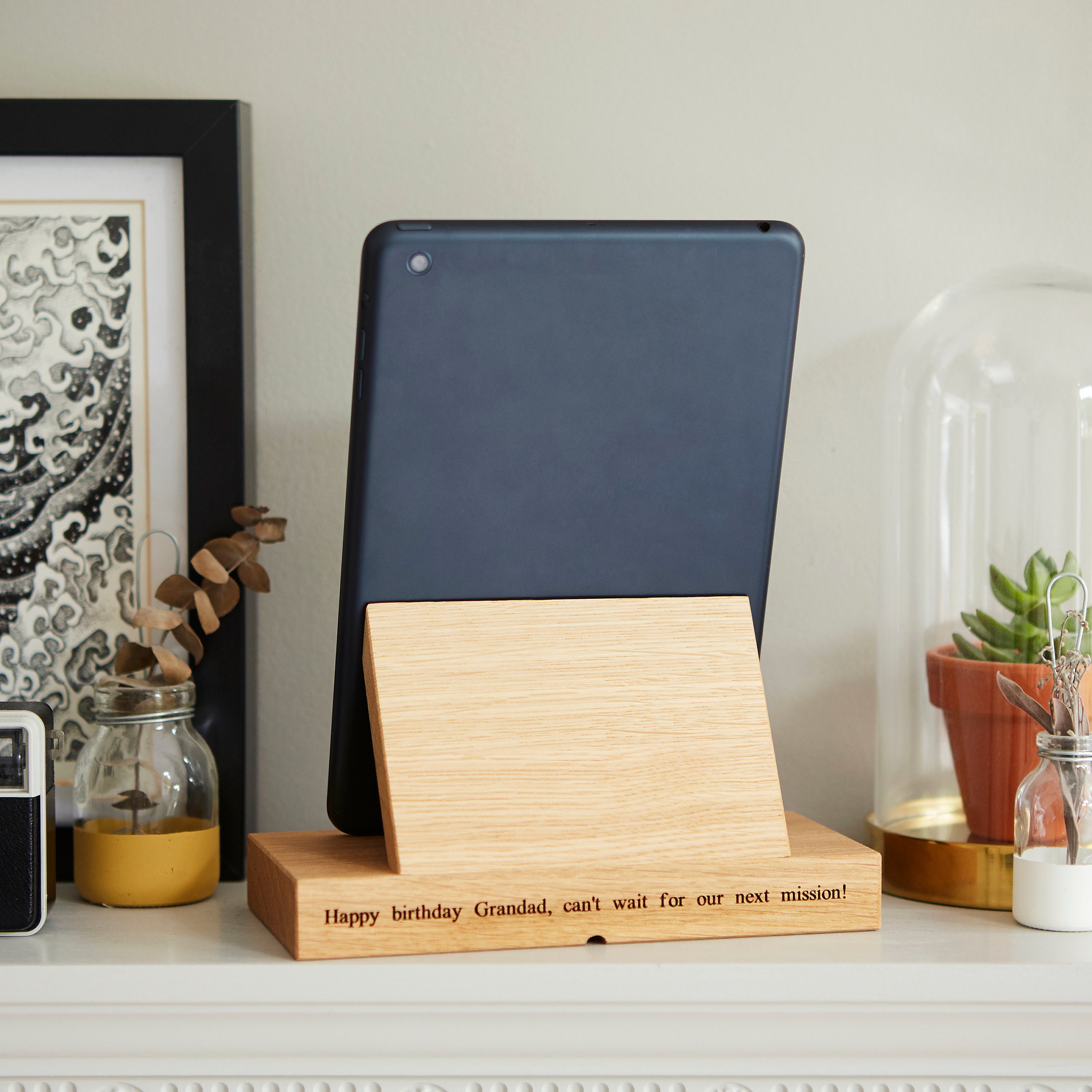 Personalised Oak Tablet Ipad Stand Tech Gifts Gift for Dad - Etsy UK