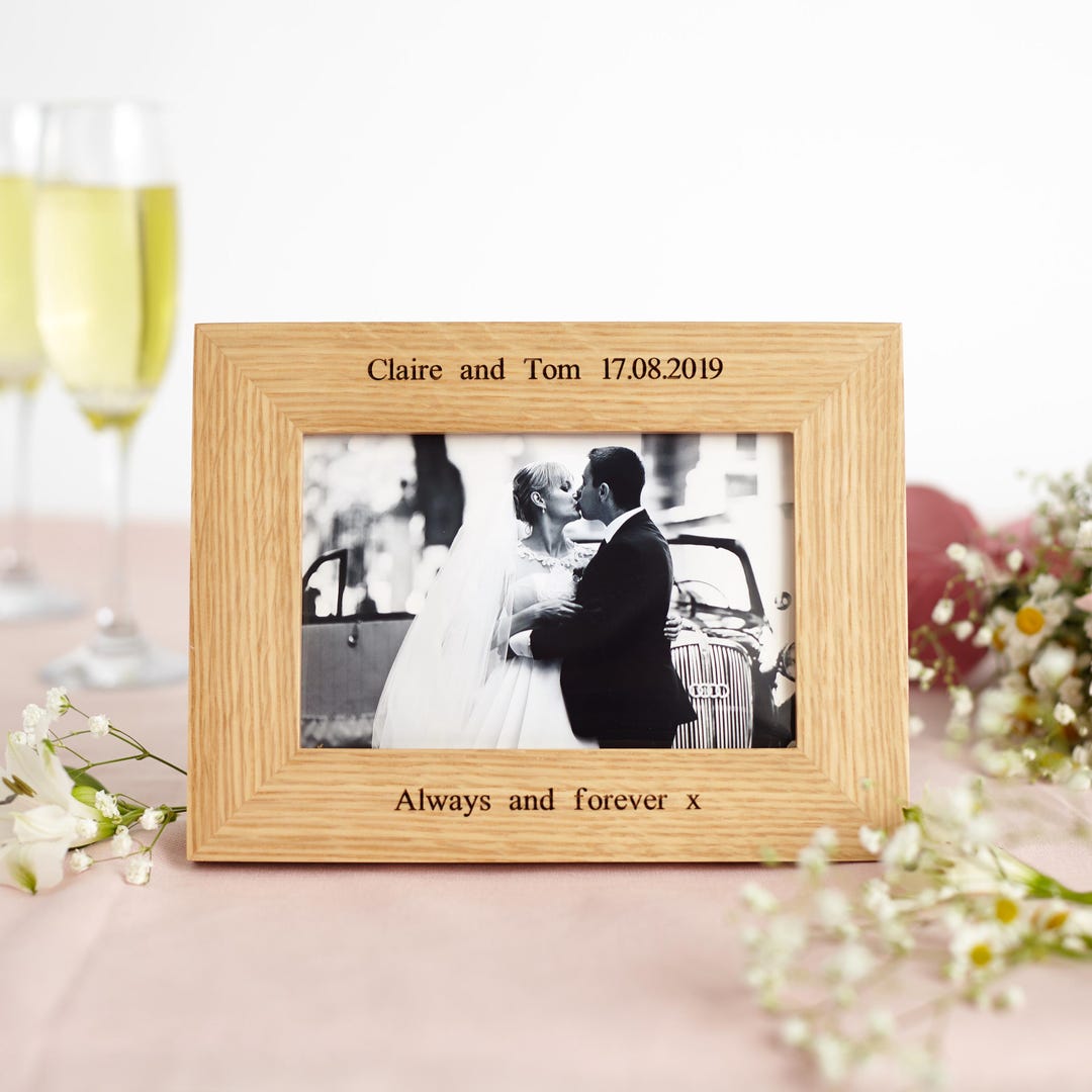 Personalised Oak Photo Frame - Engraved Wedding Gift - Etsy