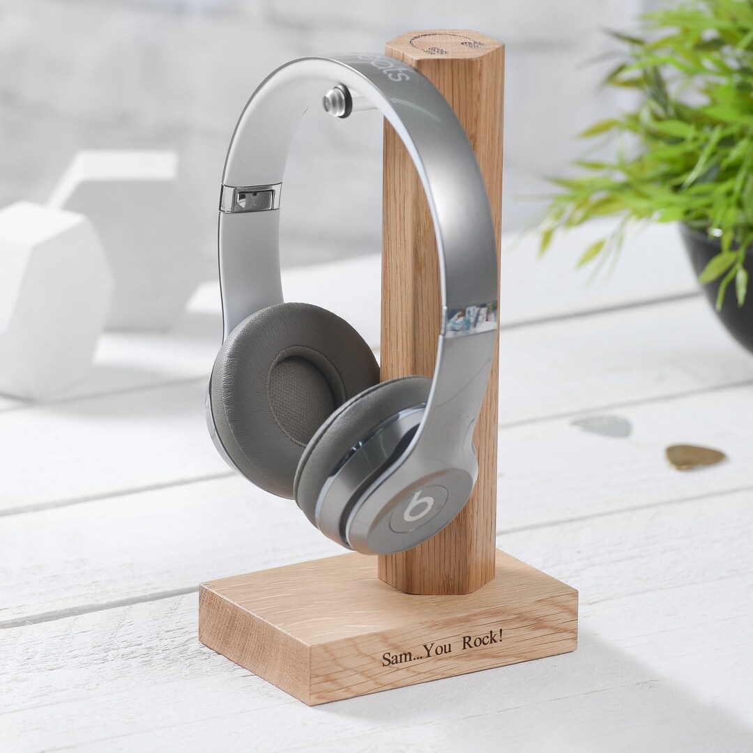 Personalised Oak Headphone Stand, Gamer Gift, Music Lover Gift - Etsy