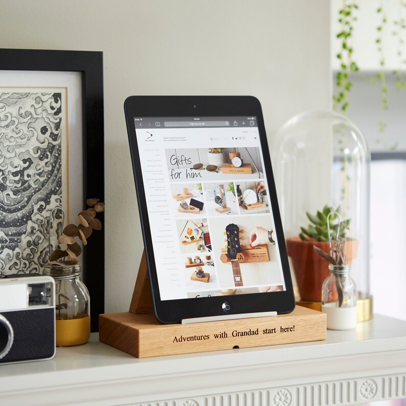 Personalised Oak Tablet Ipad Stand Tech Gifts Gift for Dad - Etsy UK