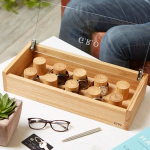 Personalised Oak Watch Box With Glass Lid, Engraved Watch Display Case ...