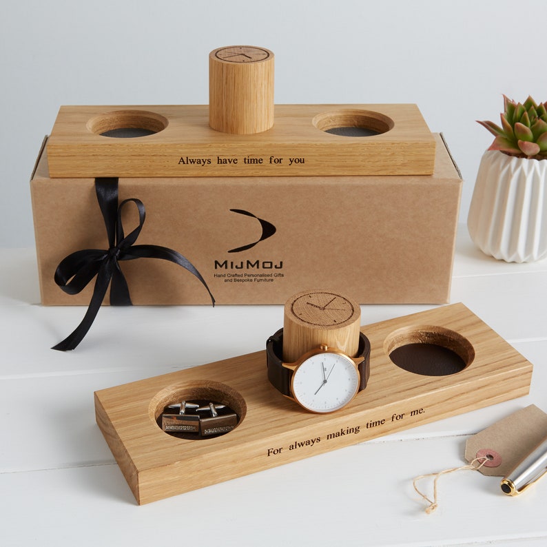 Watch Stand and Two Cufflink Trays / Ring Tray / Personalised | Etsy