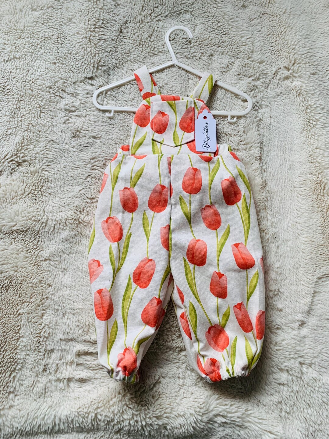 Tulip Print Baby Dungarees: Lightweight Cotton Linen Overalls - Etsy