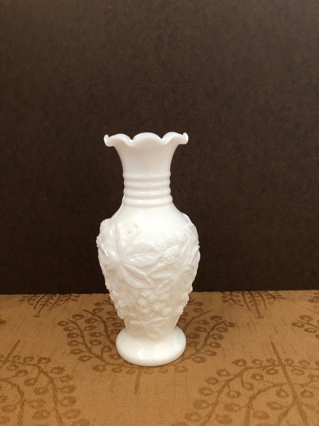 Imperial Glass White Loganberry Vase - Etsy