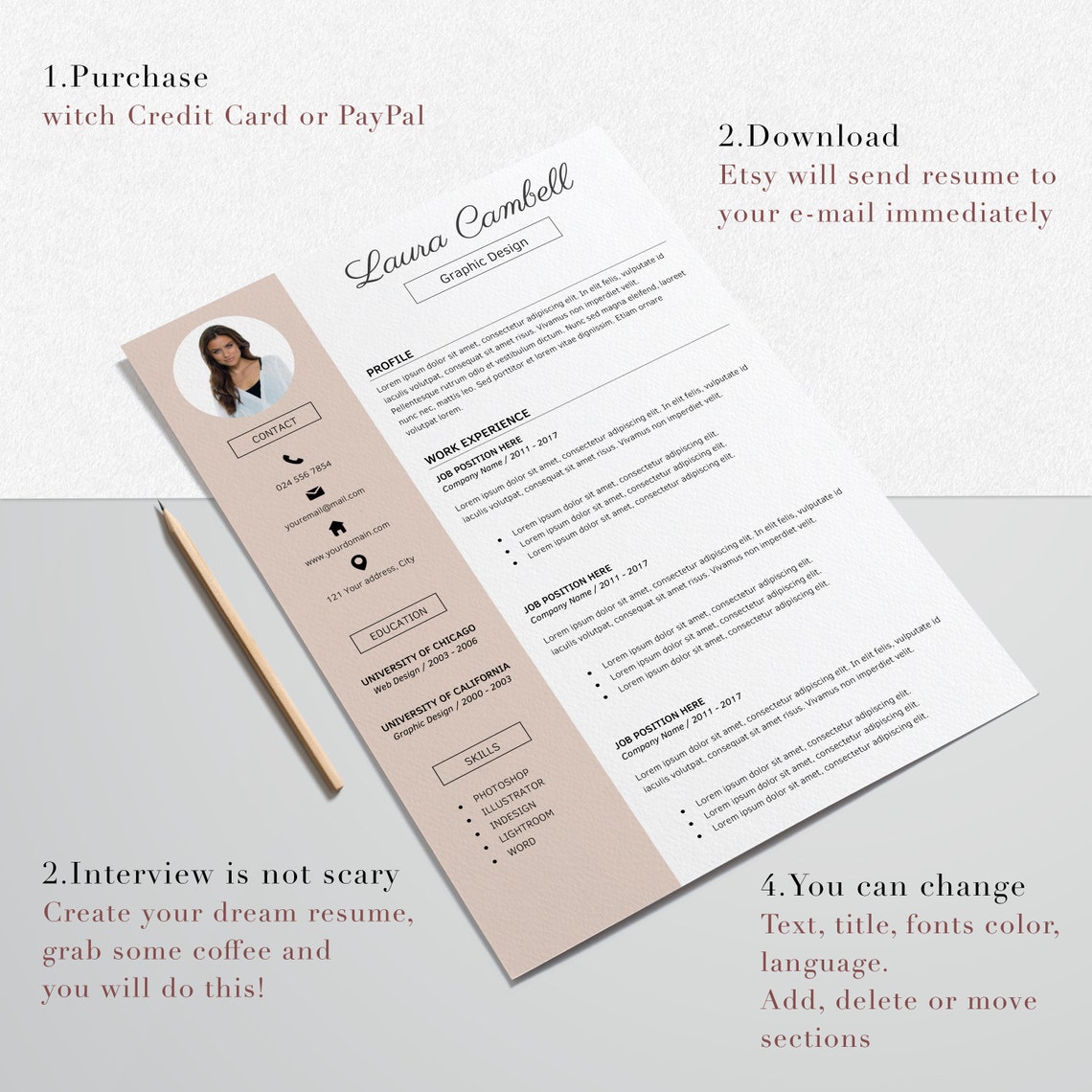 Modern Resume Template CV Template for MS Word - Etsy Norway