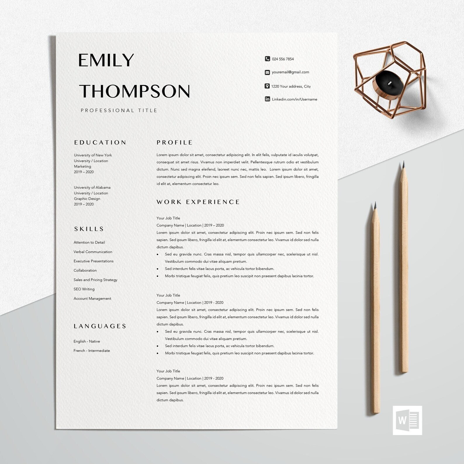 Resume Template Professional Modern Resume Template for - Etsy