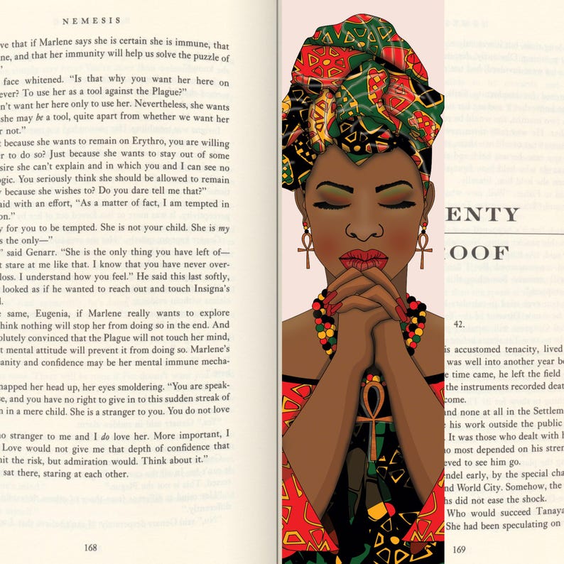 Black Woman Bookmark | Prayer | Meditation | Ankh | Gift for Readers ...