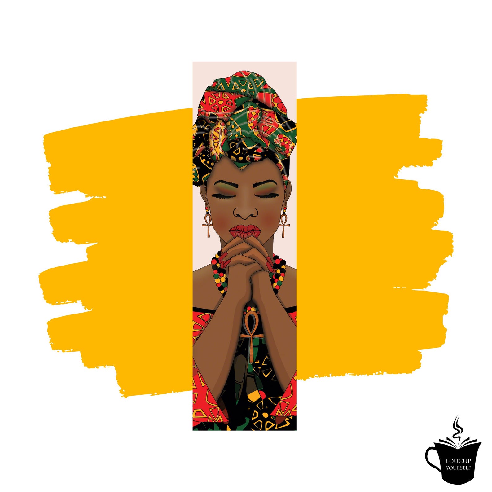 Black Woman Bookmark | Prayer | Meditation | Ankh | Gift for Readers ...